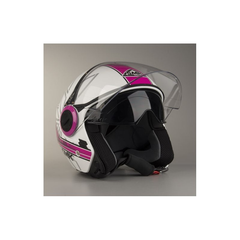 Casque Jet SMK Essence Double Ecran Blanc/Rose
